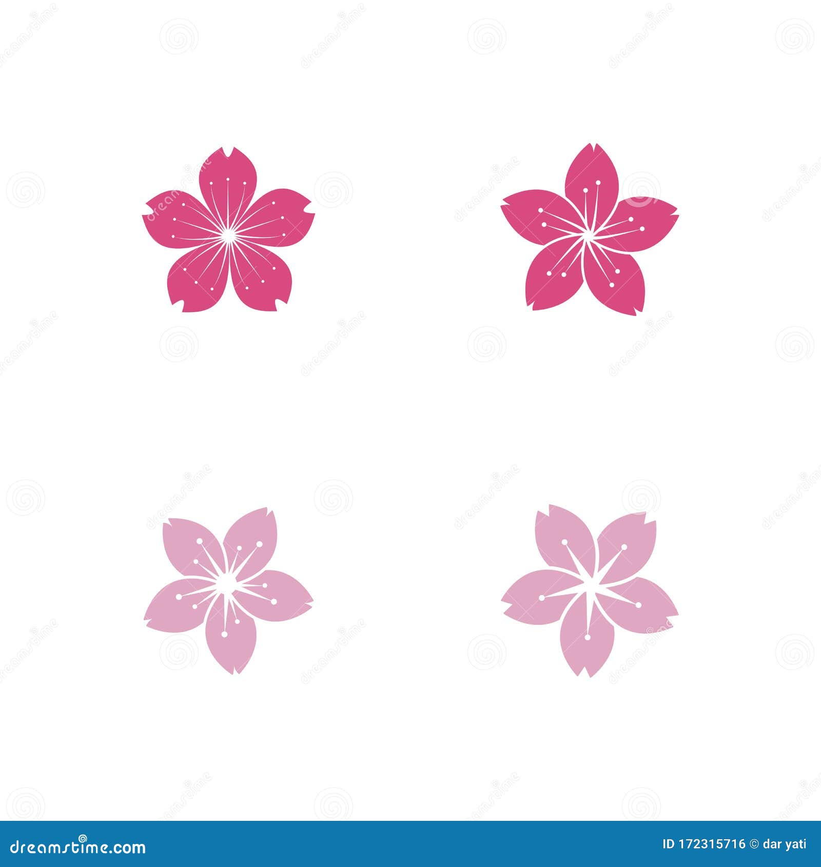 Set of Sakura Flower Icon Logo Vector Stock Vector - Illustration of ...
