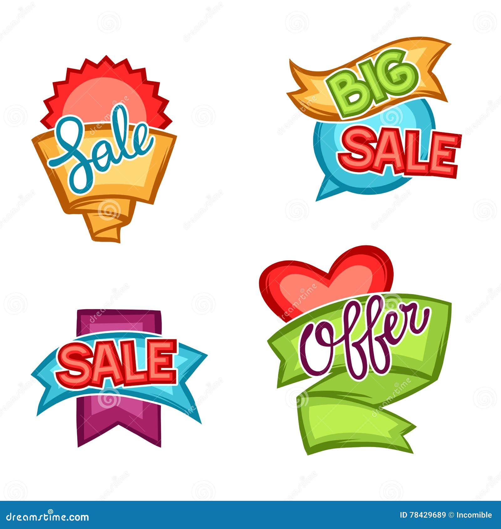 Set of Sale Banners, Tags and Labels in Cartoon Style Stock Vector ...