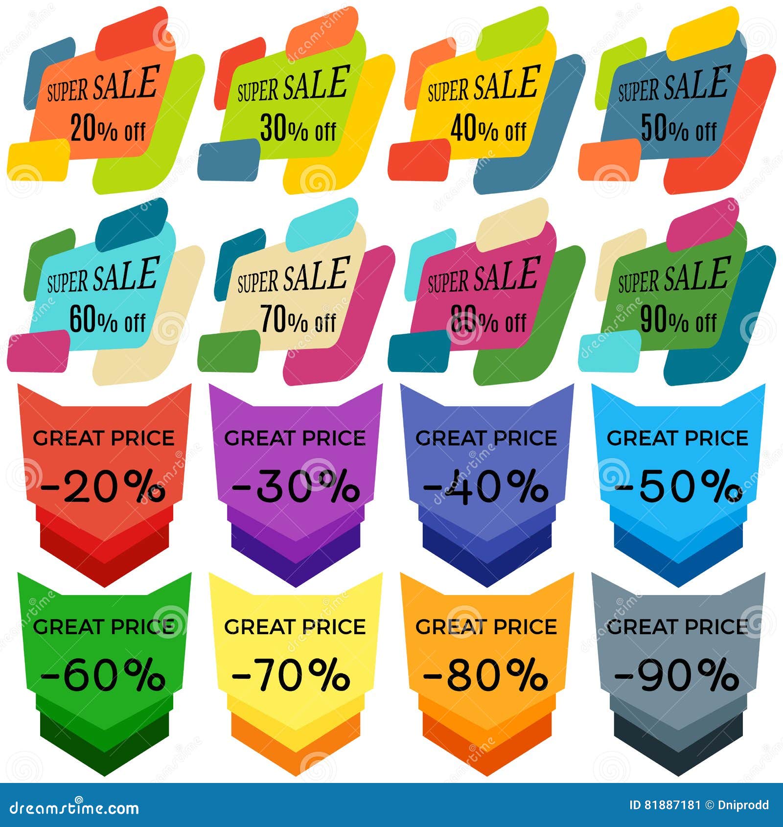 Set of Sale Discount Labels, Tags, Emblems Stock Vector - Illustration ...