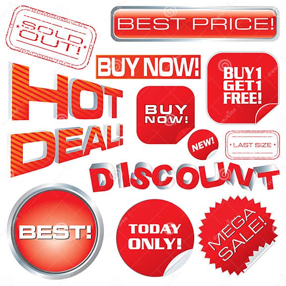 Set of sale marks stock vector. Illustration of sold - 10281968