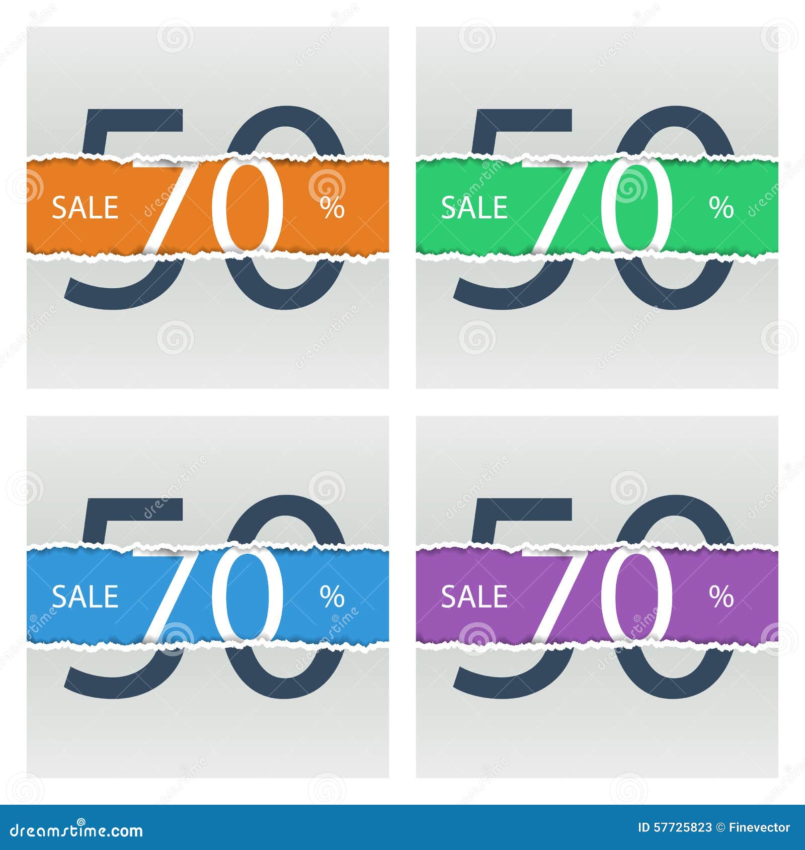 Set of Sale Posters with Percent Discount. Torn Paper Stock Vector ...