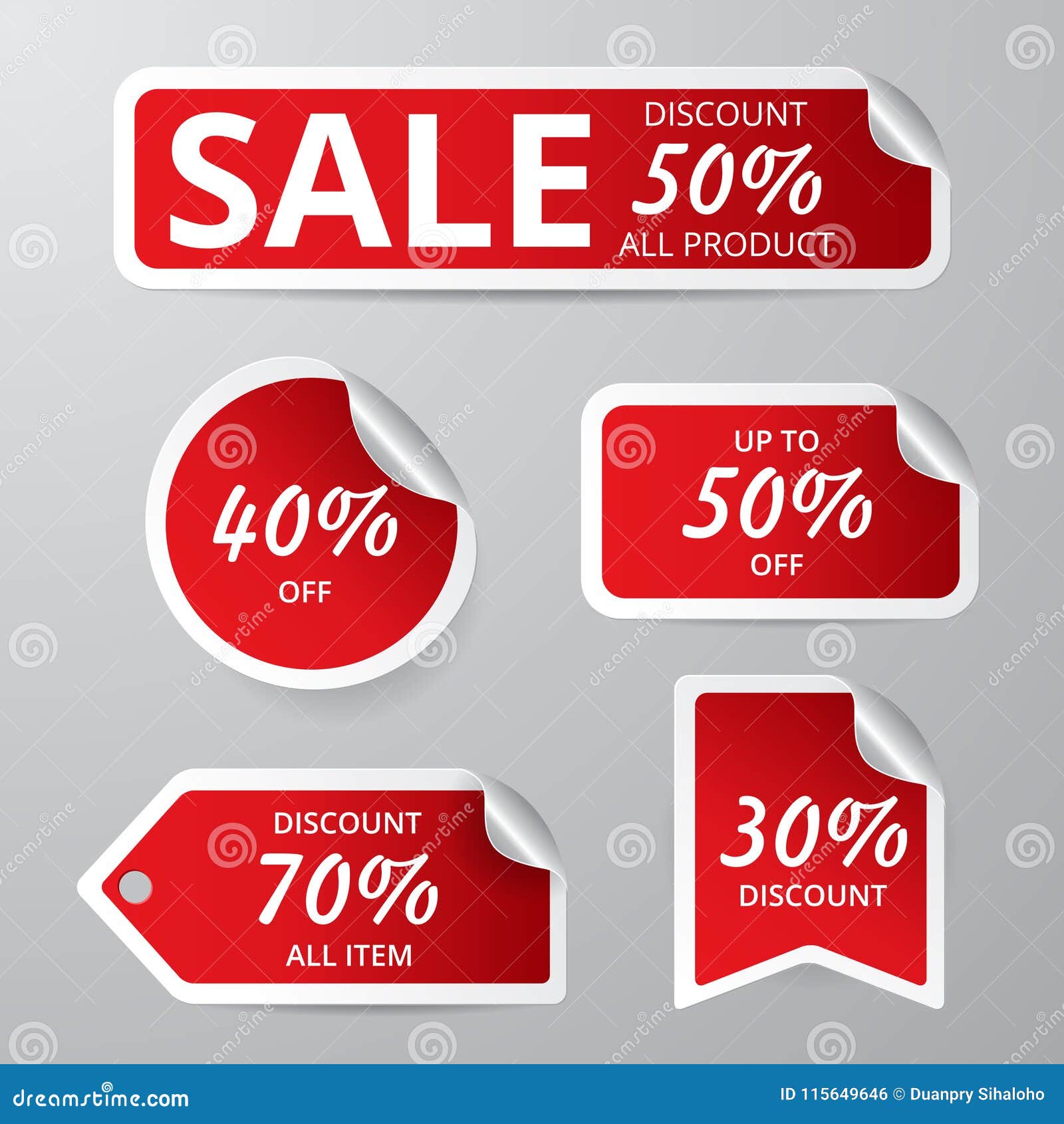 Set of Sale Red Label. Vector Ilustration Stock Vector - Illustration ...