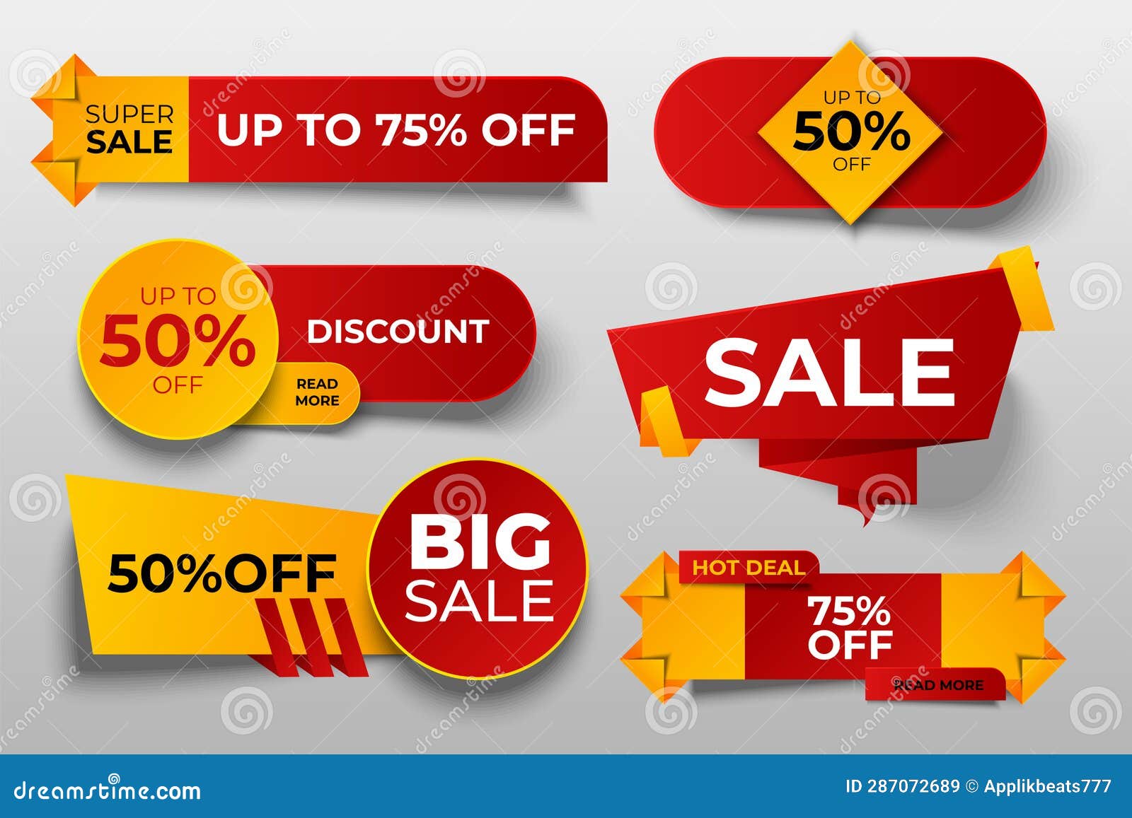 Set of Sale Tags or Banners, Special Offer Headers, Discount Stickers ...