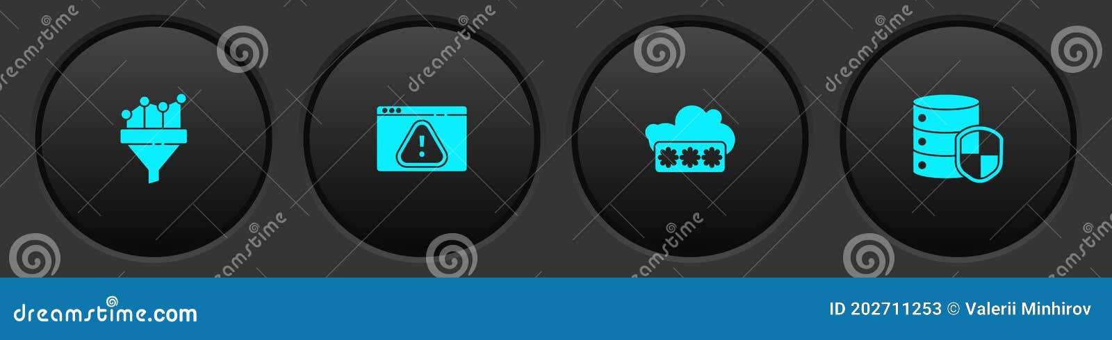 Set Sales Funnel with Chart, Browser Exclamation Mark, Password Protection and Server Shield ...