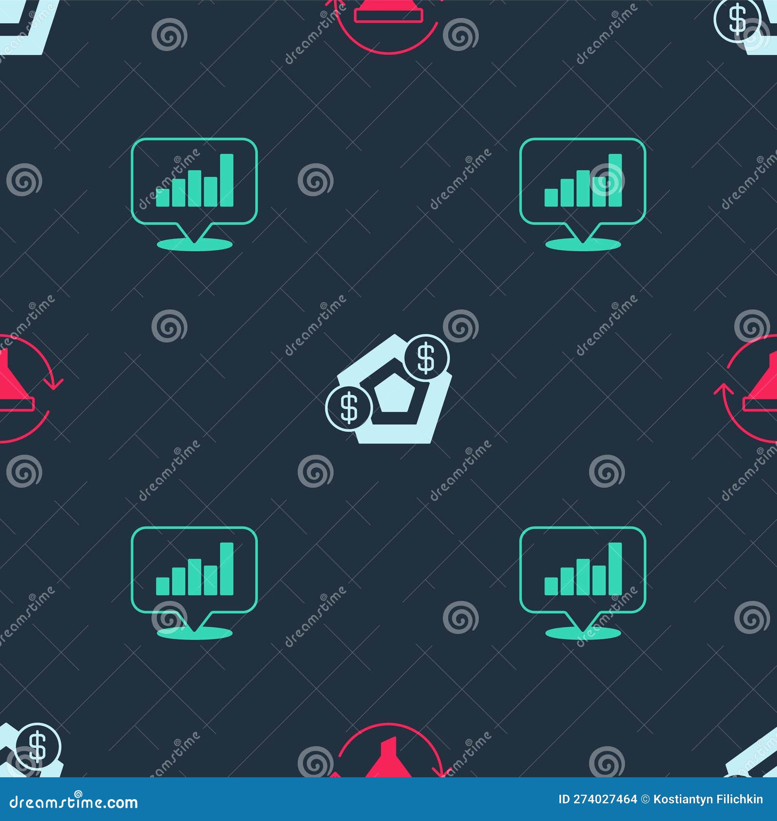 Set Sales Funnel with Chart, Financial Growth and Pie Infographic on ...