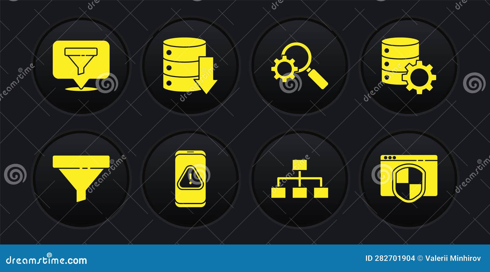 Set Sales Funnel, Server and Gear, Mobile with Exclamation Mark ... Set Sales Funnel, Server and Gear, Mobile with Exclamation Mark ...
