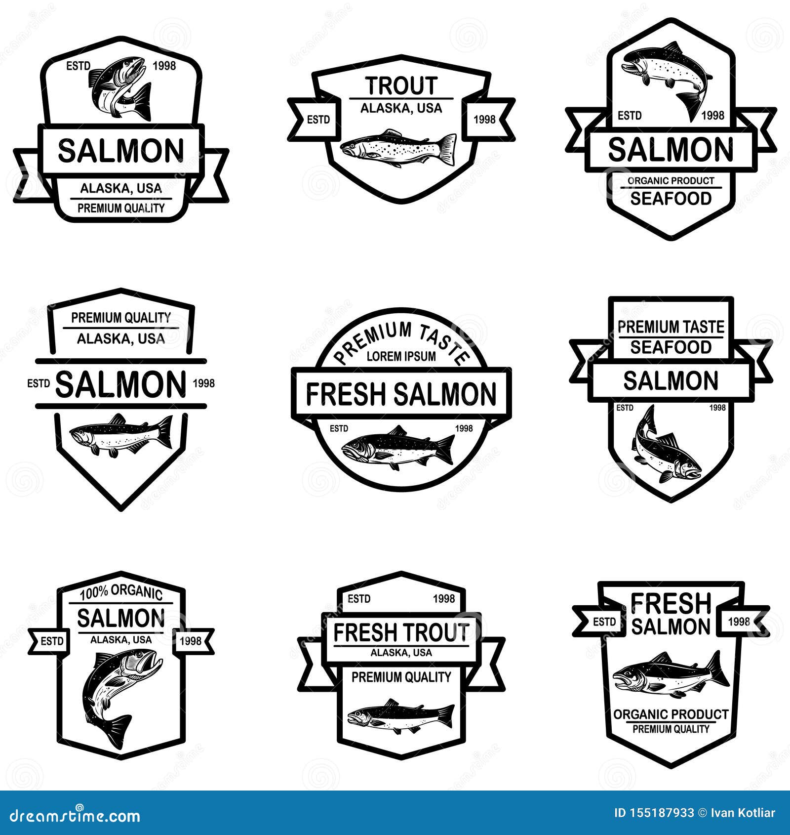 Fish Labels Set. Abstract Vector Packaging Design Layouts Collection ...