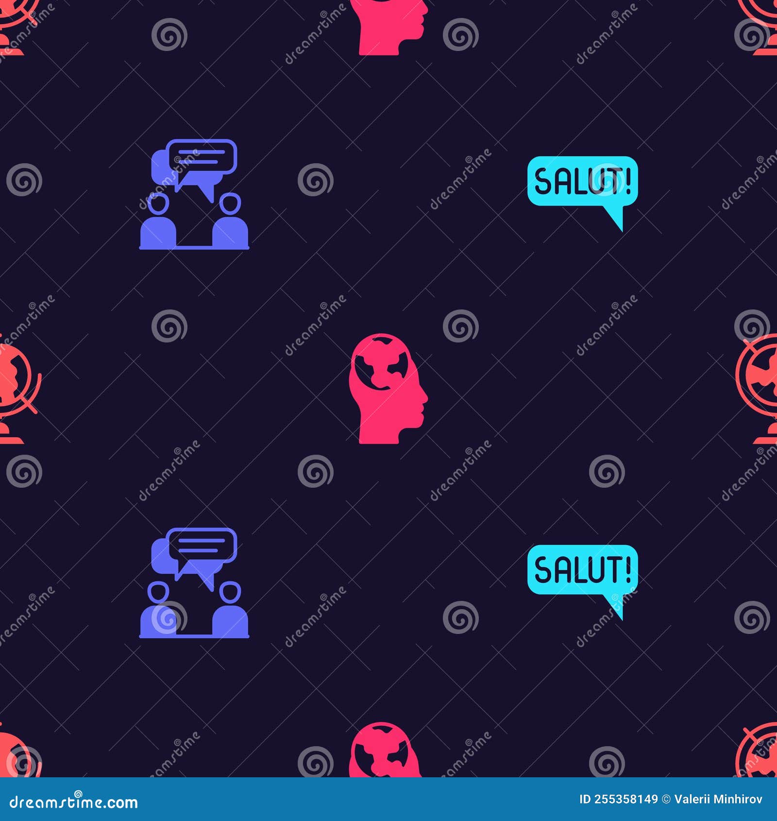 Set Salut in Different Languages, Two Sitting Men Talking, Learning ...