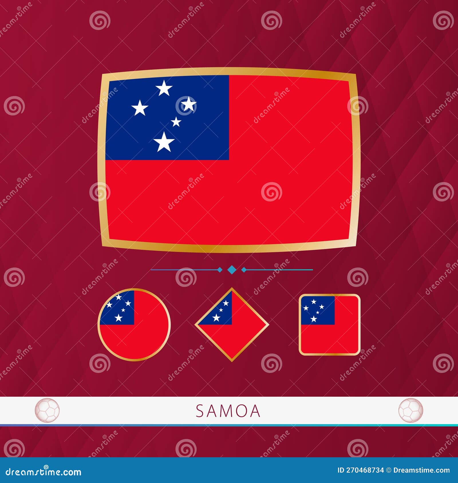 Set of Samoa Flags with Gold Frame for Use at Sporting Events on a ...