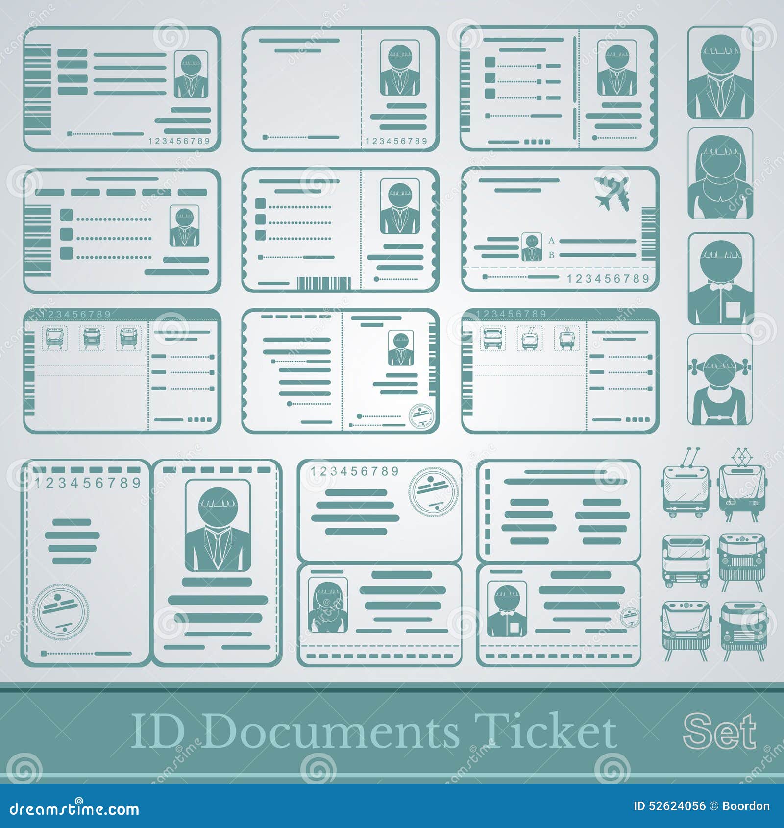 Set Samples of Documents Cards Tickets and Certificates Stock Vector ...