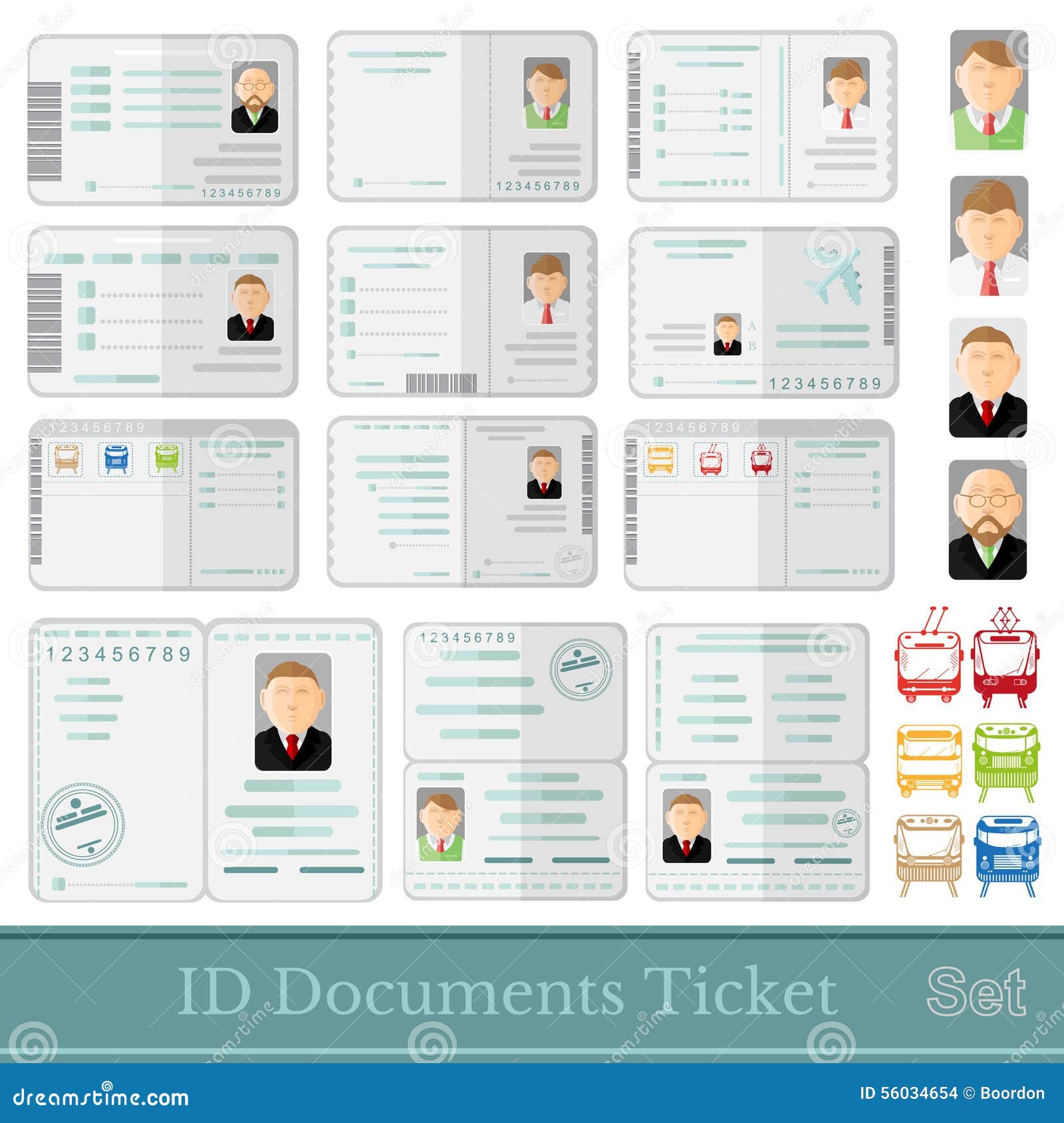 Set Samples of Documents Cards Tickets and Certificates Stock Vector ...