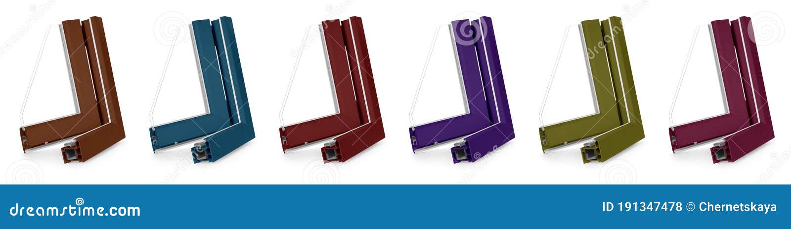 Set with Samples of Modern Window Profile in Different Colors on ...