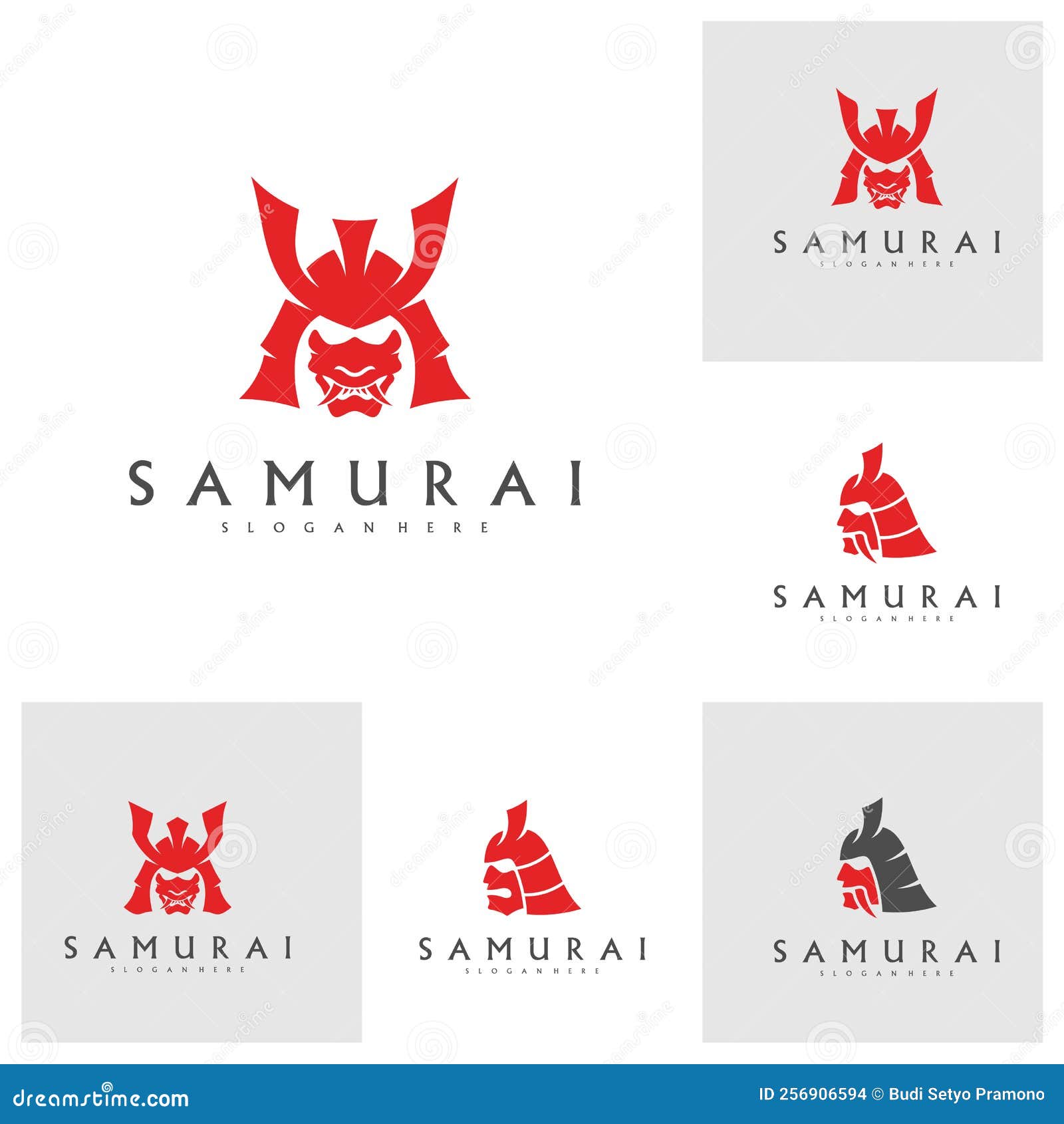 Set of Samurai Head Logo Design Vector. Samurai Warrior Logo Template ...