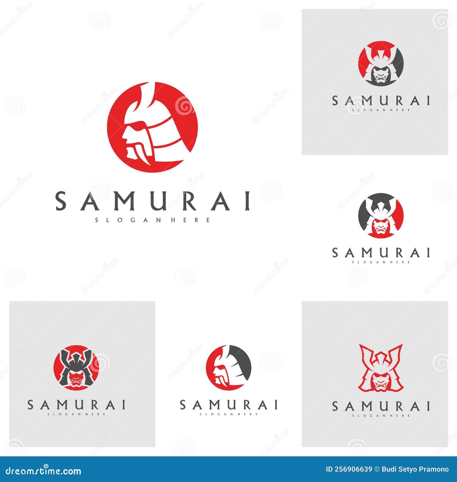 Set of Samurai Head Logo Design Vector. Samurai Warrior Logo Template ...