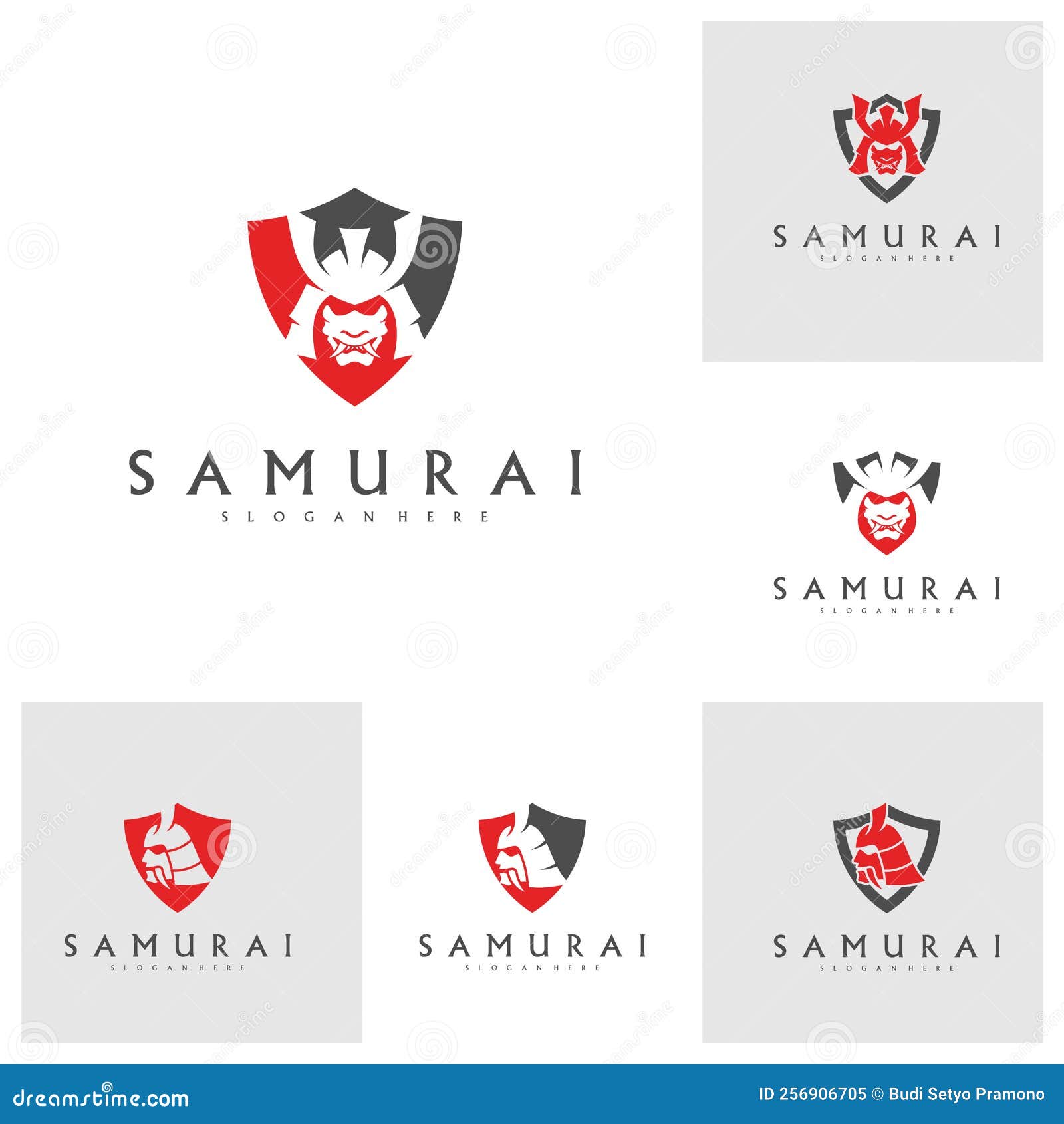 Set of Samurai Head Logo Design Vector. Samurai Warrior Logo Template ...