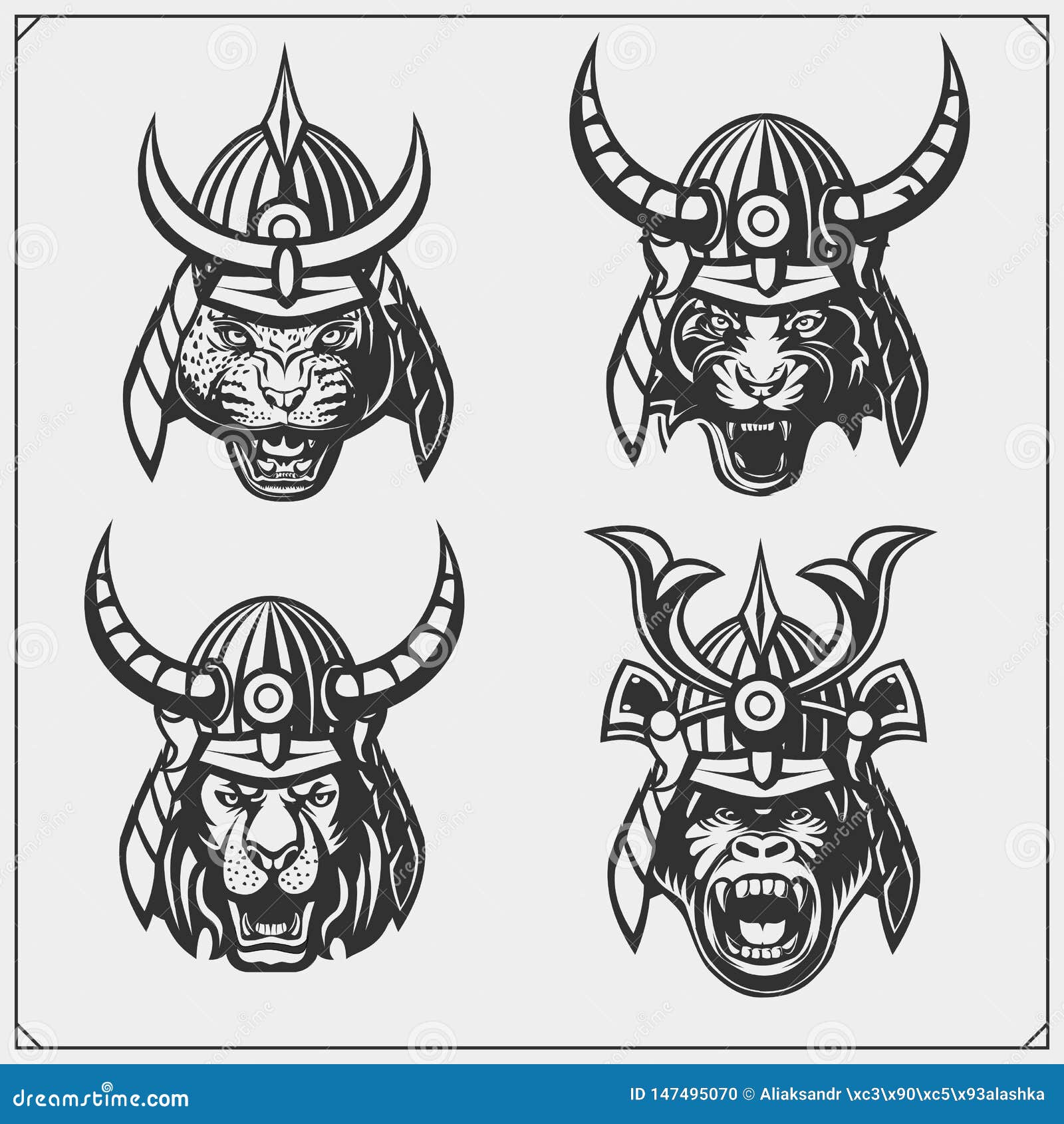 Samurai Warrior Mask Drawing