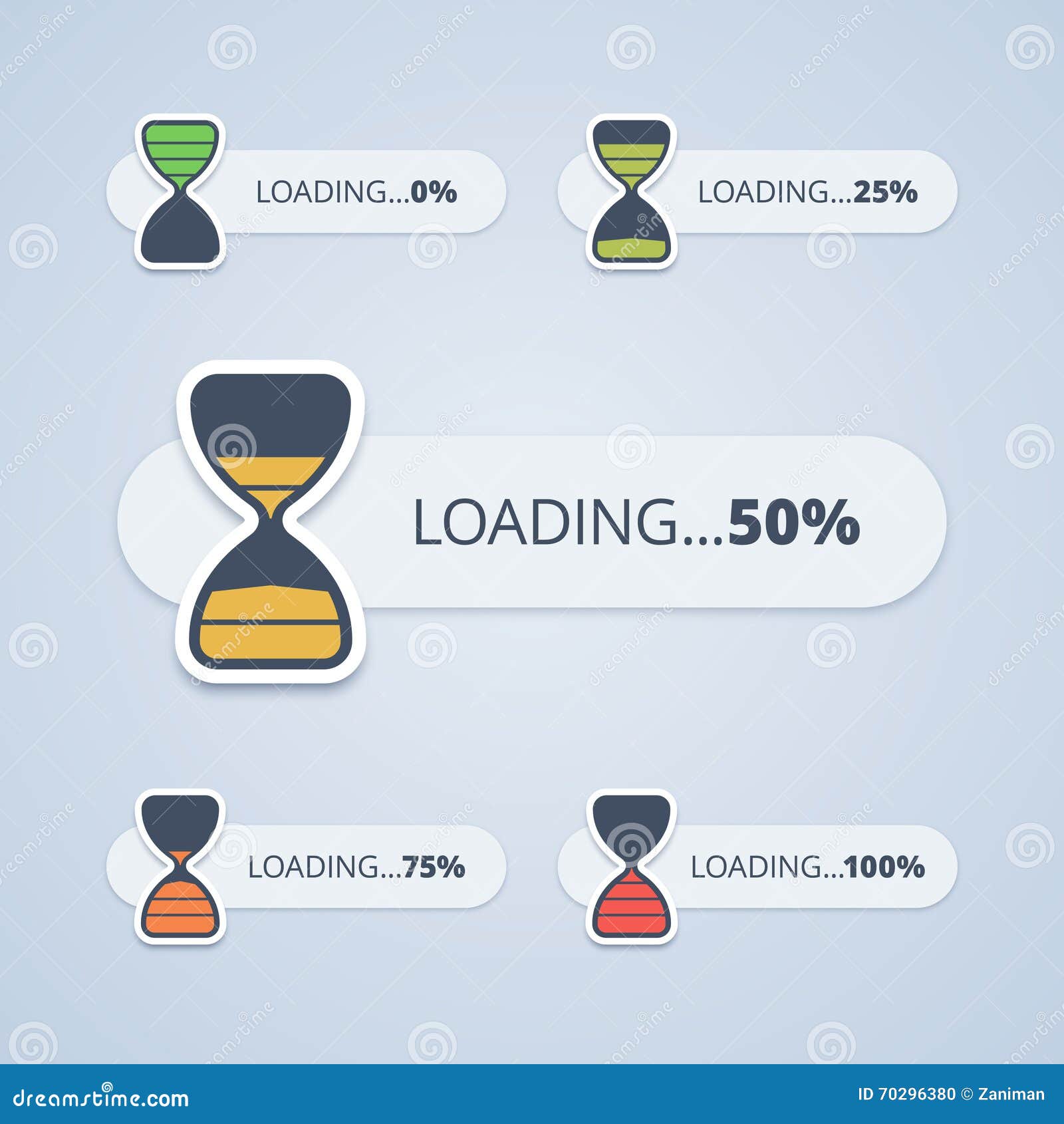 Set of Sand Clock Progress Bars. Stock Vector - Illustration of meter ...