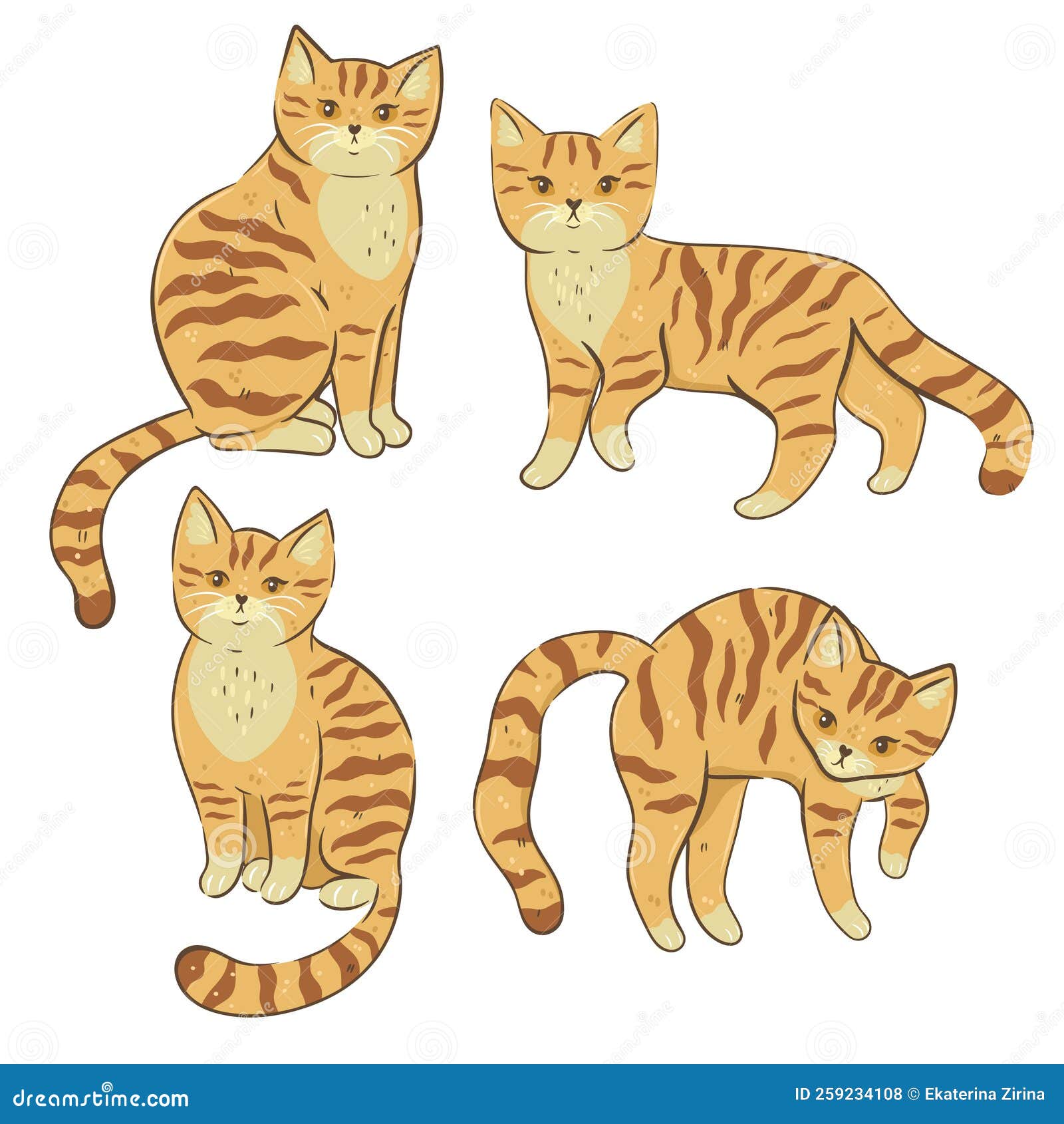 Set of Sand Dune Cats Isolated on White Background. Vector Graphics ...