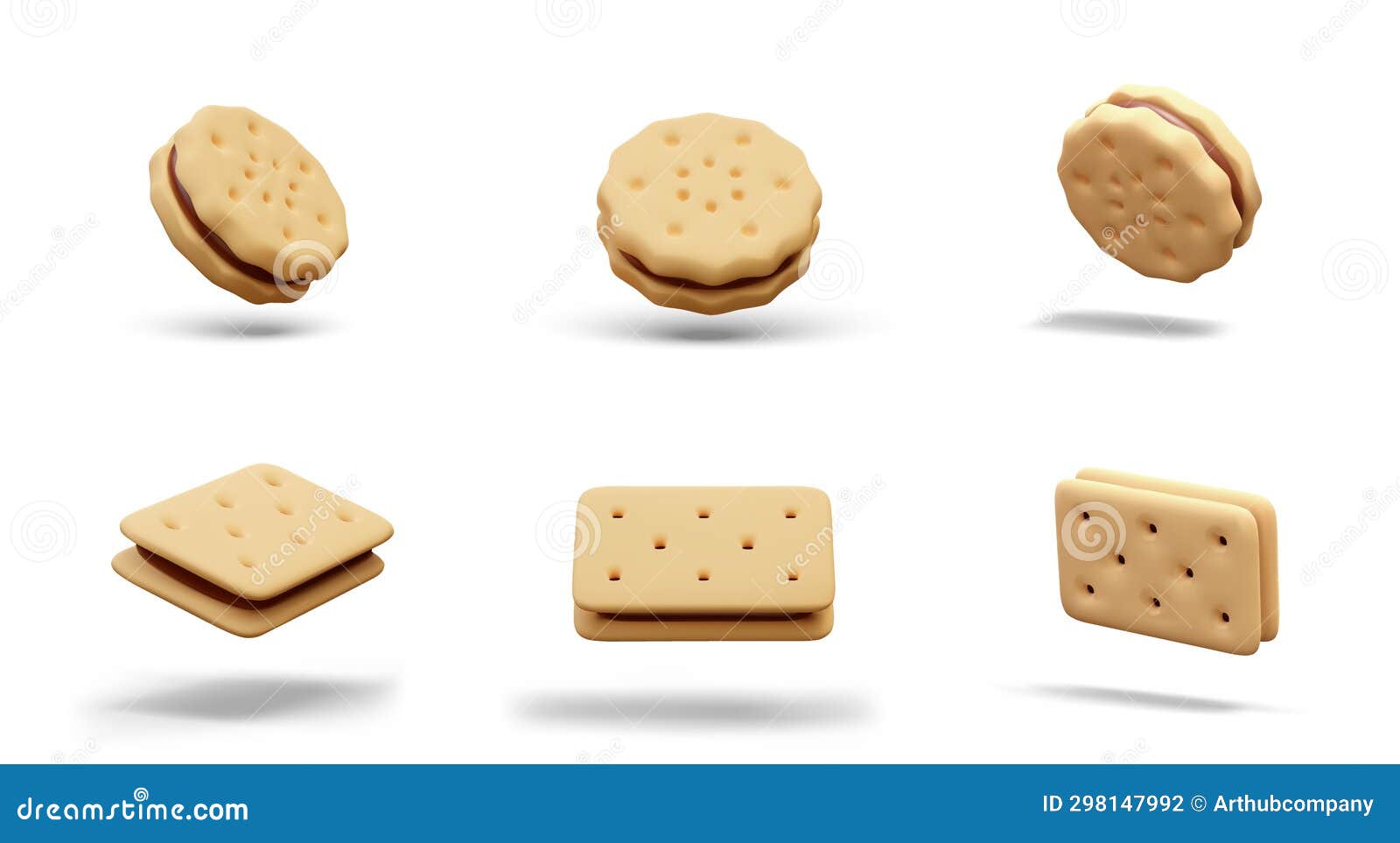 Set of Sandwich Cookies. Round and Rectangular Cookies with Filling ...