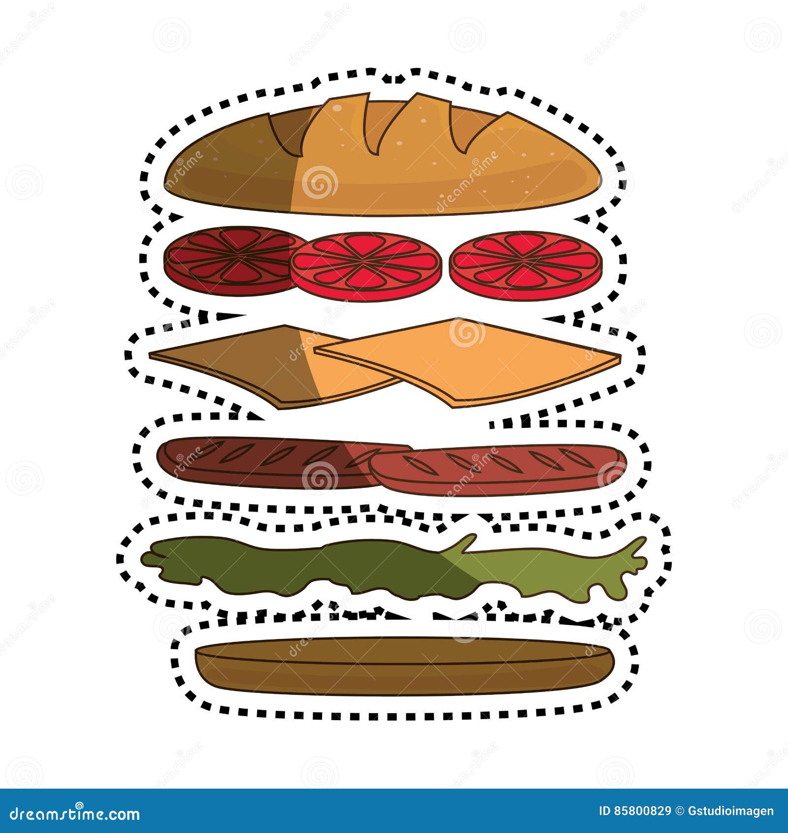 Set Sandwich Ingredients Icon Stock Vector - Illustration of delicious ...