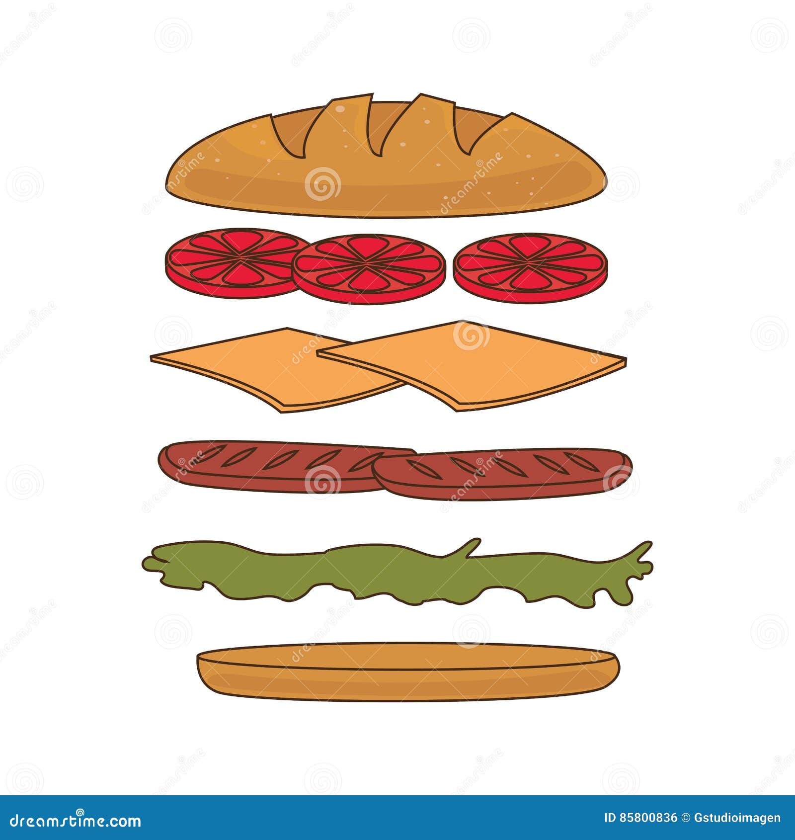 Set Sandwich Ingredients Icon Stock Vector - Illustration of sandwich ...