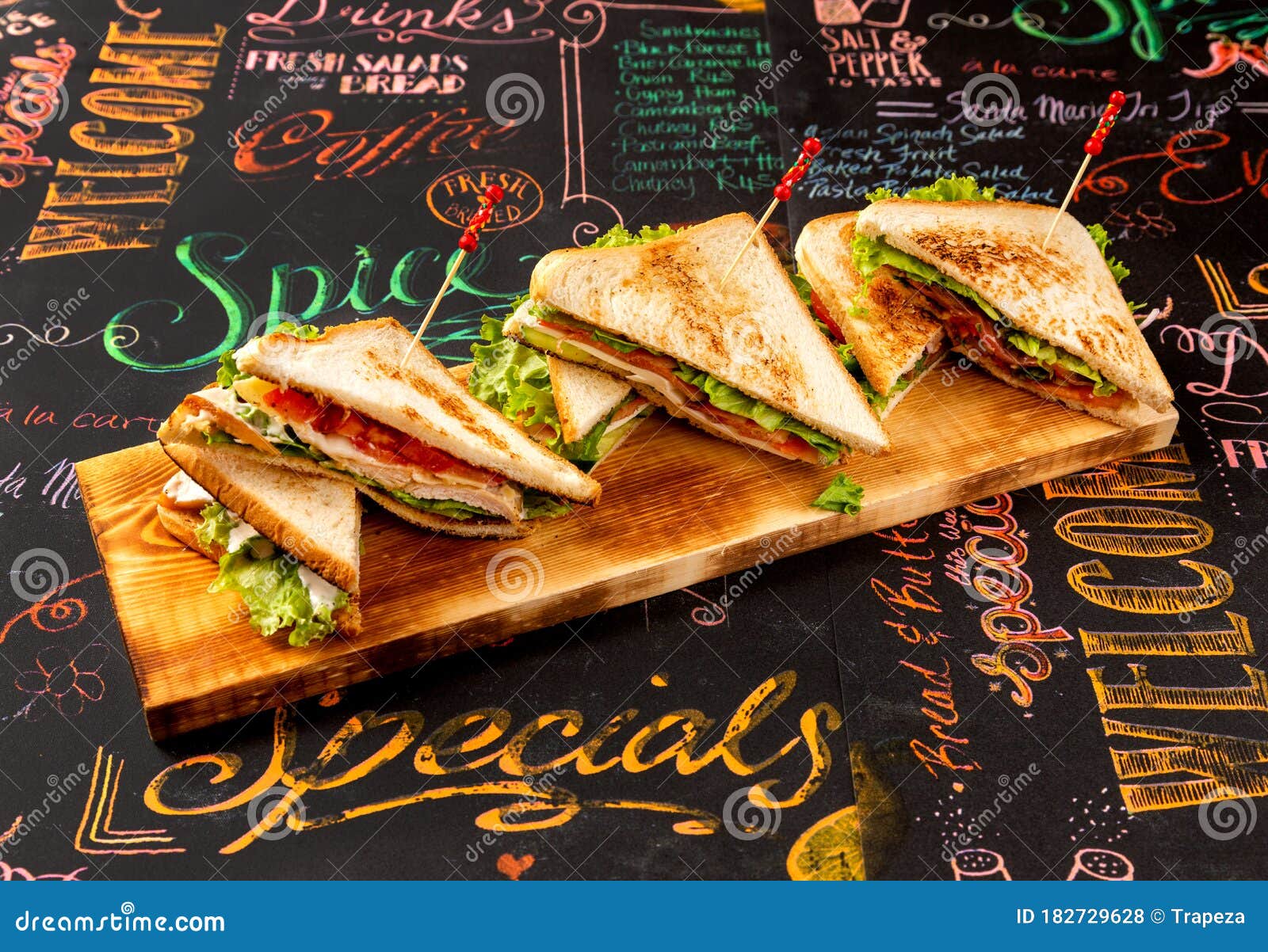 Set of Sandwiches in a Restaurant on the Table, Lunch Ready. Stock ...