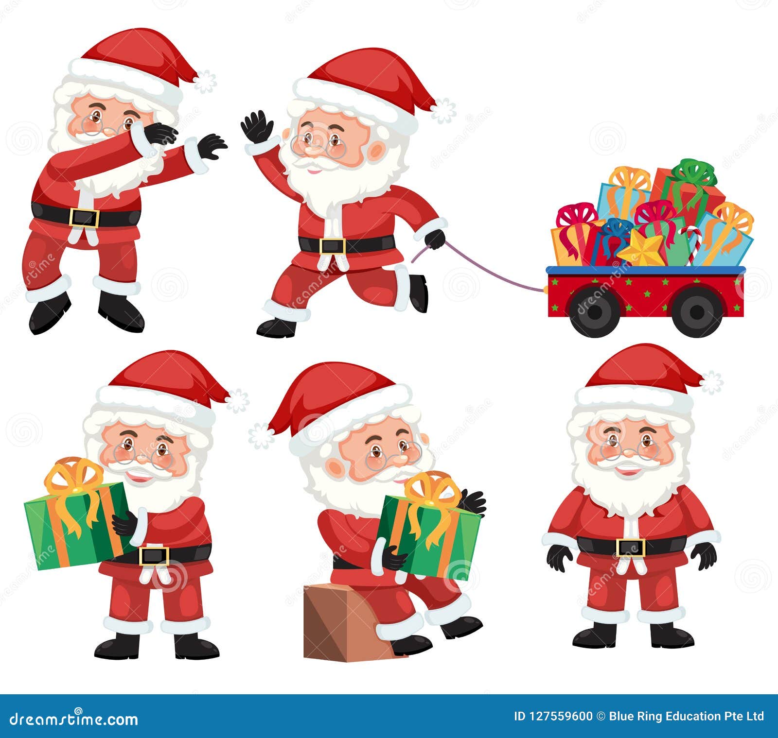 A set of santa action stock vector. Illustration of cartoon - 127559600