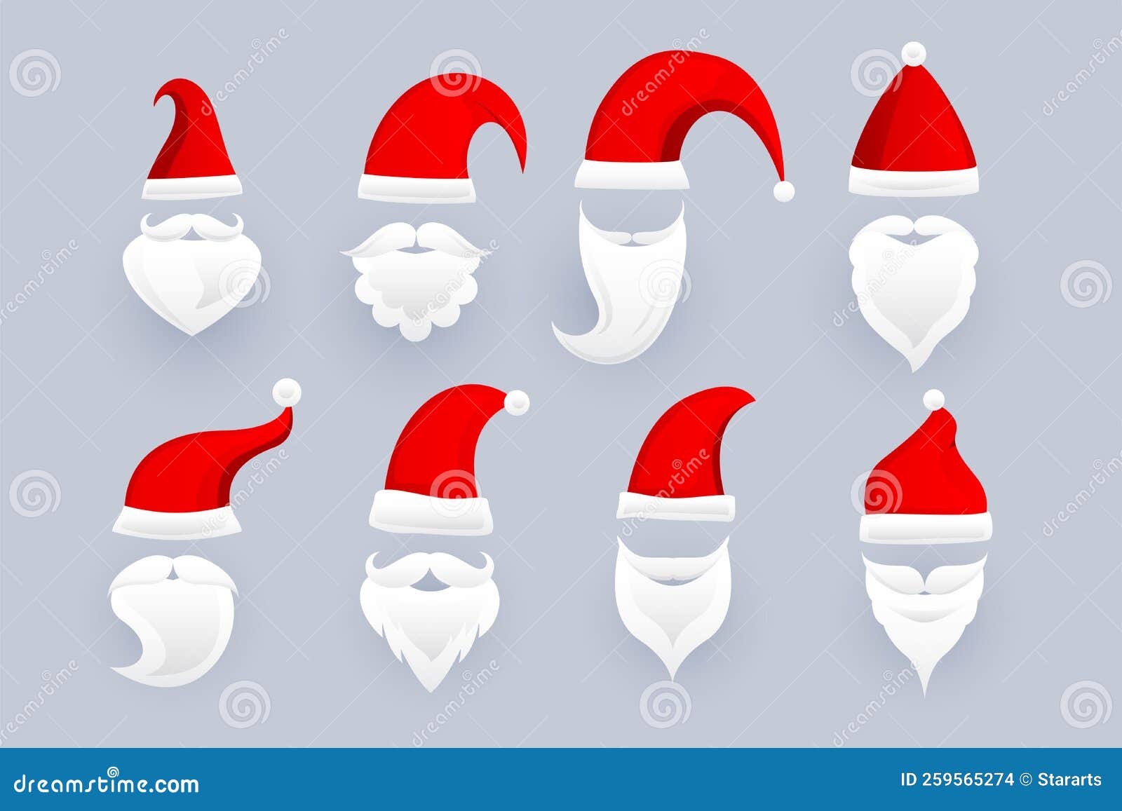 Set of Santa Claus Cap and Beard Ornaments in Different Design Stock ...