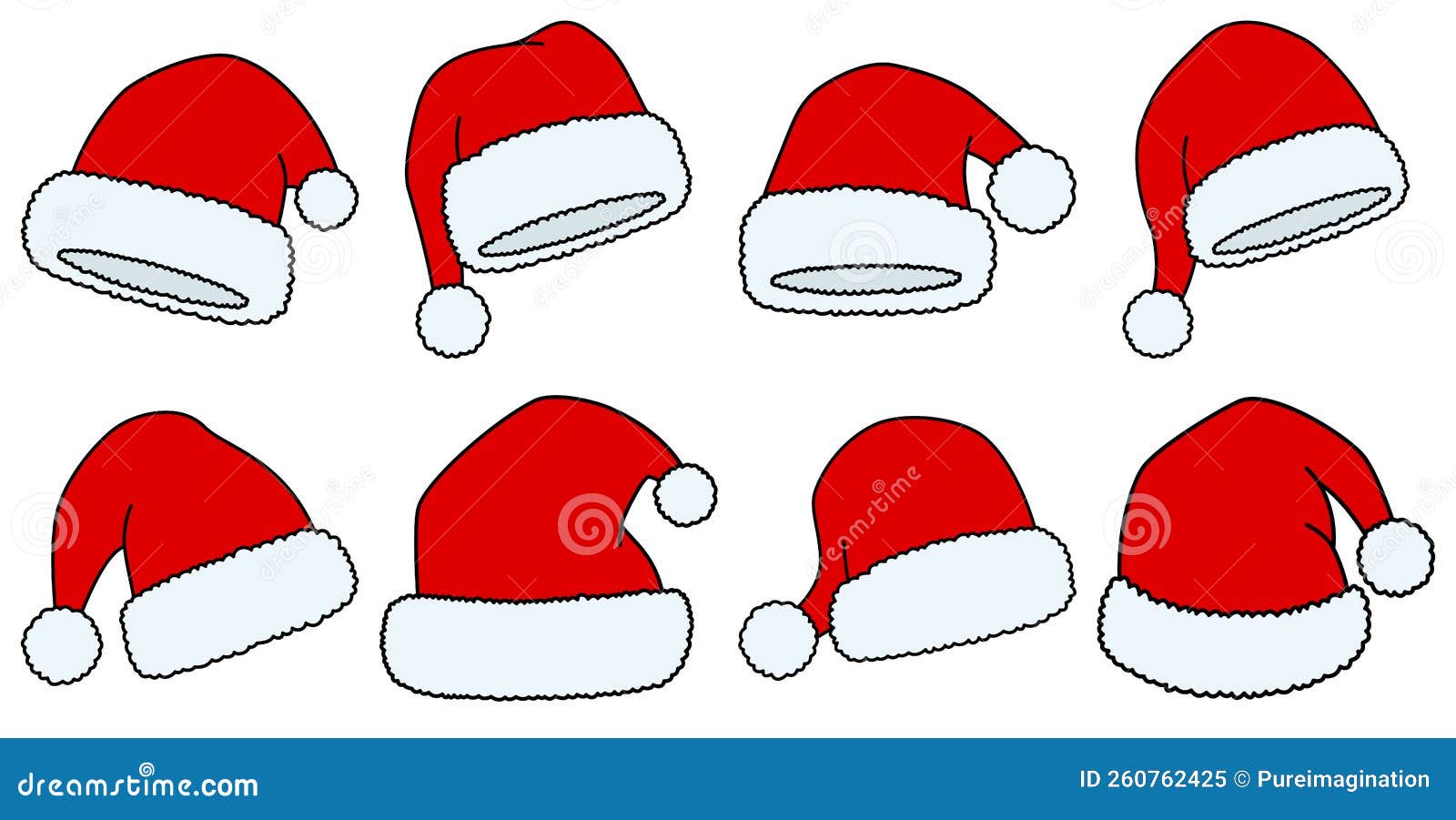 Set of Santa Claus Hat Isolated on White Background Stock Vector ...