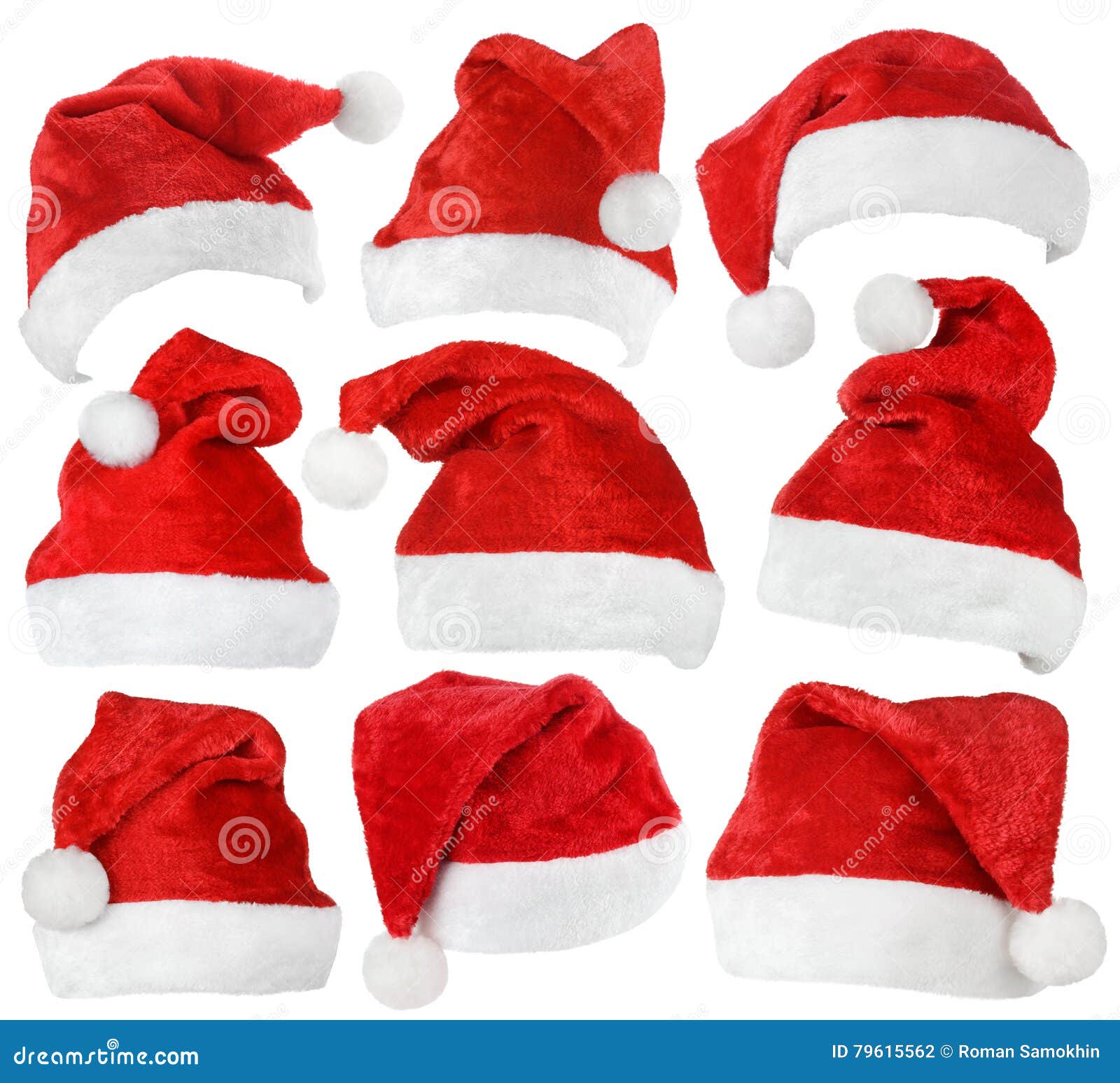 Set of Santa Claus Red Hats Stock Photo - Image of collection, color ...