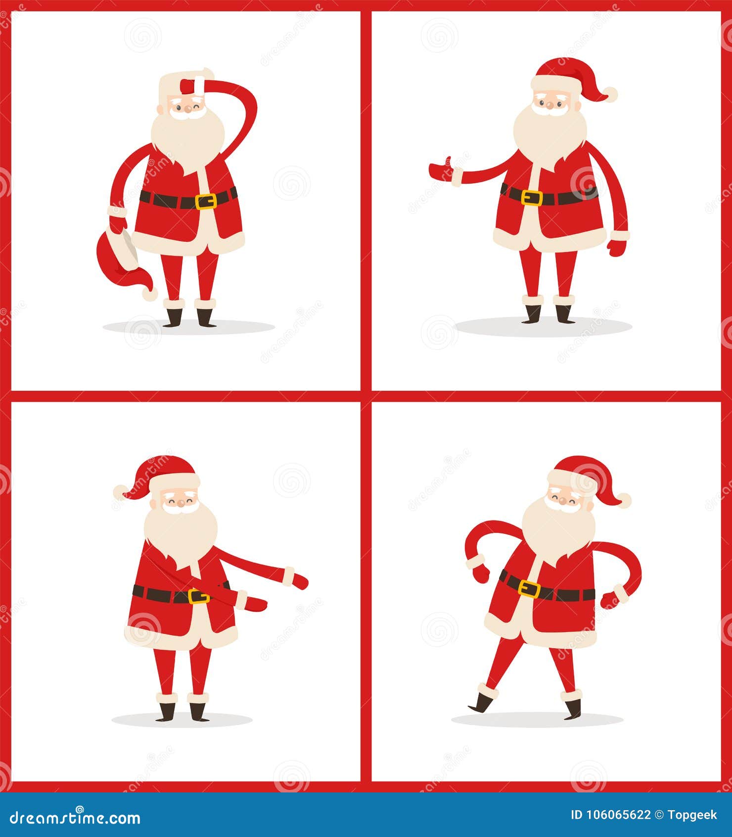 Set of Santa Clauses in Different Pose Vector Icon Stock Vector ...