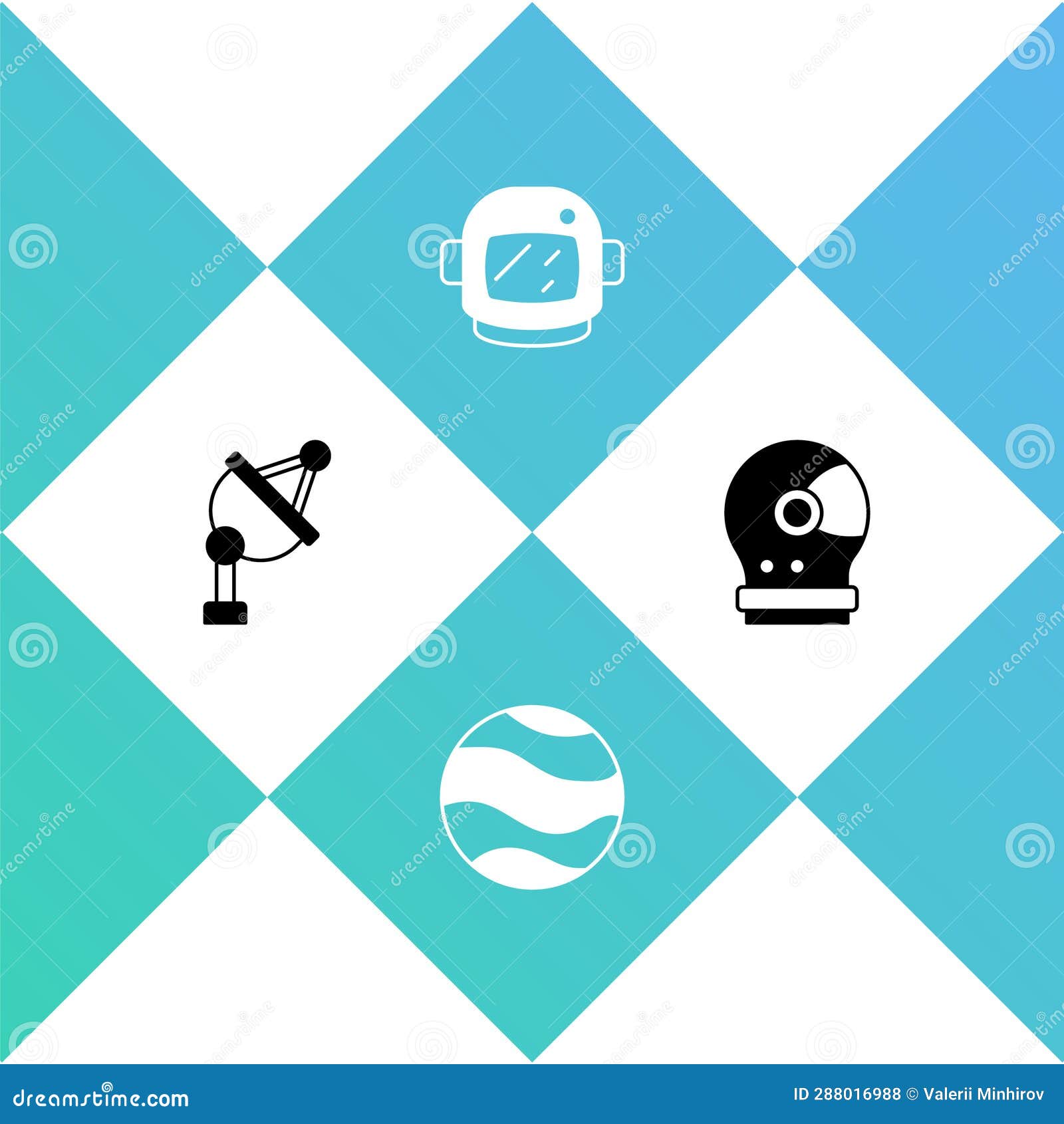Set Satellite Dish, Planet, Astronaut Helmet and Icon. Vector Stock ... Set Satellite Dish, Planet, Astronaut Helmet and Icon. Vector Stock ...