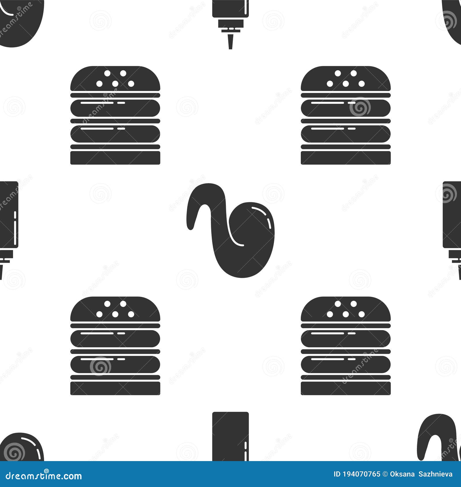 Raw And Fried Burger Patties. Watercolor Hand Drawn Illustration ...