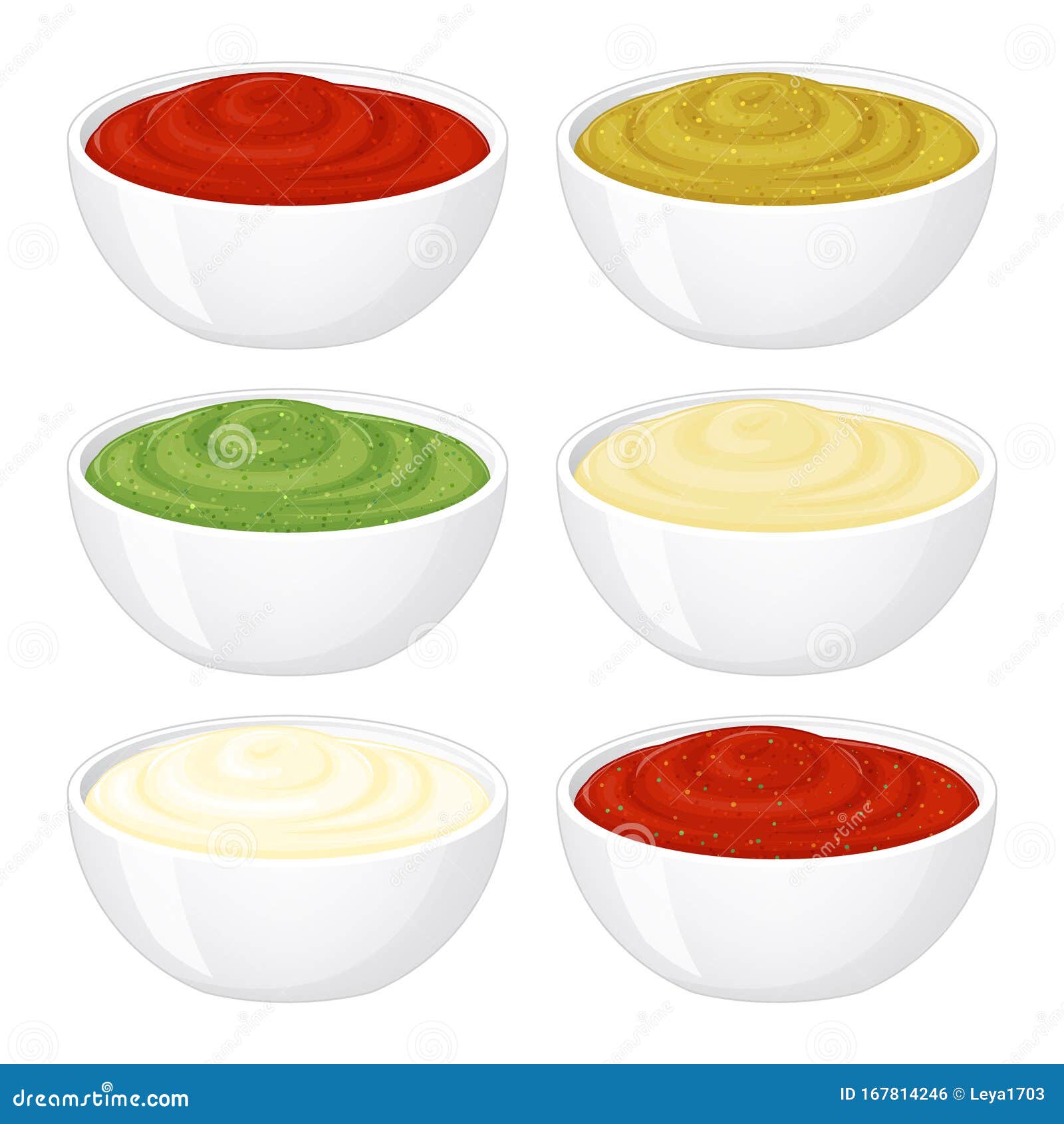 Set of Sauces on White Background. Cartoon Style. Vector Illustration ...