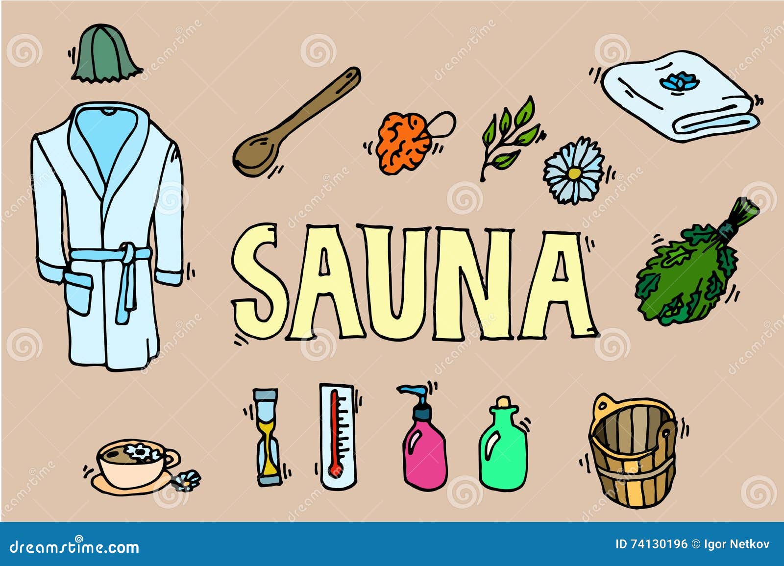 Set of sauna icons. stock vector. Illustration of care - 74130196