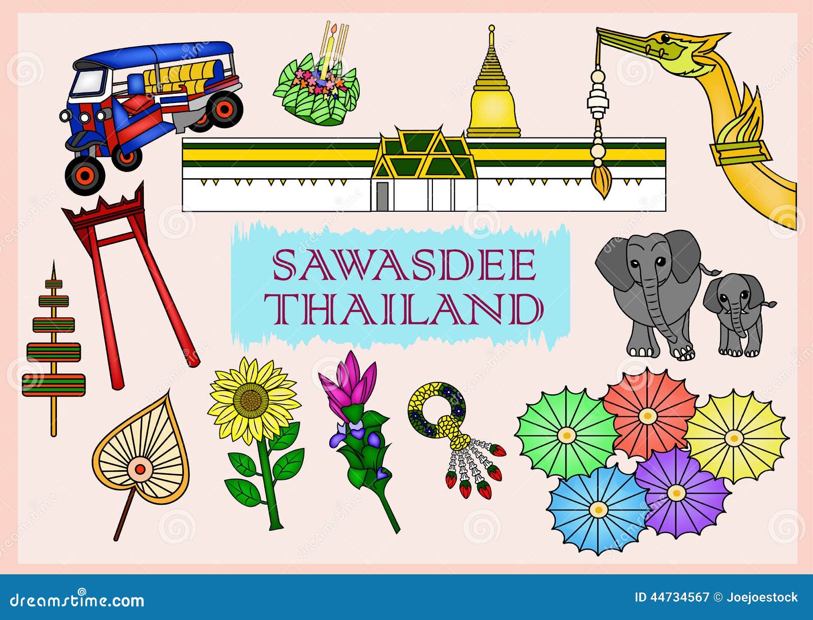 Set of Sawasdee Thailand Culture Stock Vector - Illustration of ...