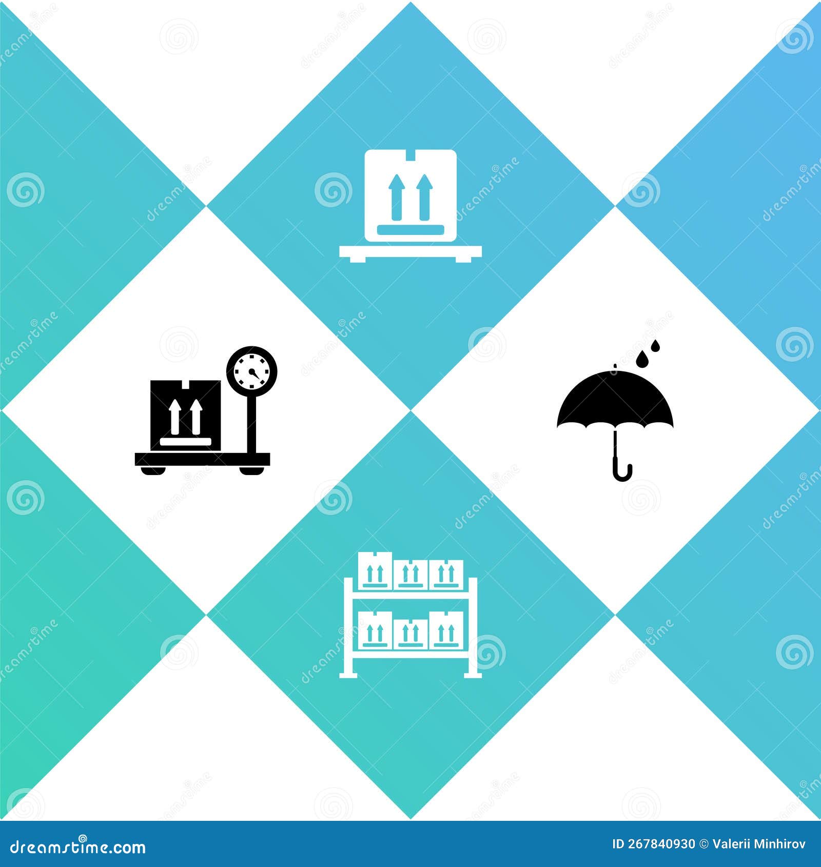 Set Scale with Cardboard Box, Warehouse, Cardboard Boxes on Pallet and ...