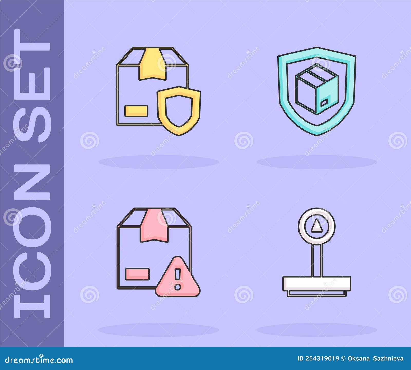 Set Scale, Delivery Security with Shield, and Icon. Vector Stock Vector ...