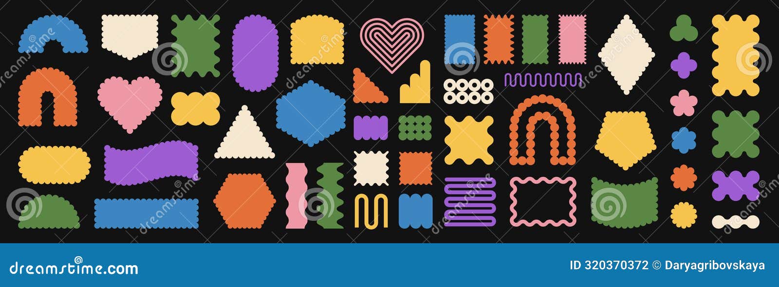 Scallop Edge Frame. Rectangle And Circle Shapes. Vector Square Border ...