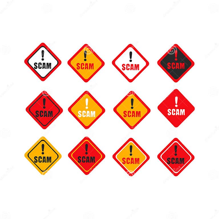 Set of Scam Alert Warning Protect Vector Stock Illustration ...