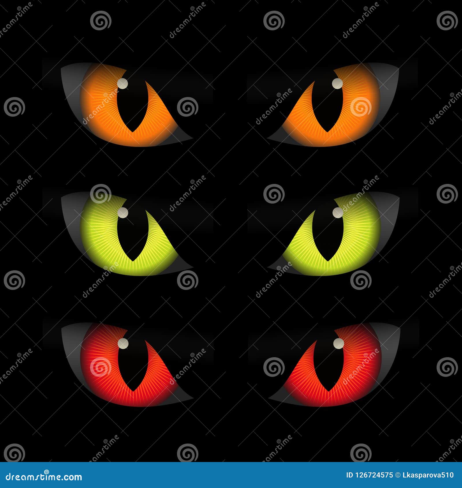 Set of Scary Animal Eyes, Halloween Elements Stock Illustration ...