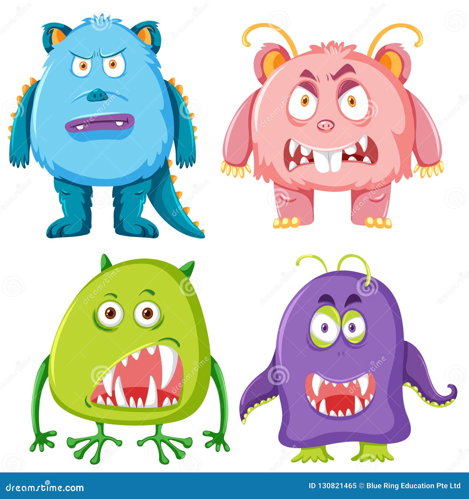 Set of scary monster stock vector. Illustration of vector - 130821465