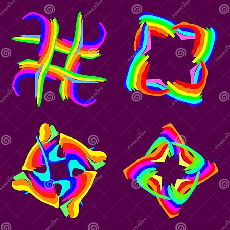 A Set of Schematic Logos from Squares and Brushes in the Rainbow Stock ...