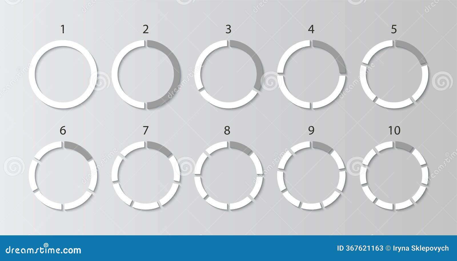Piechart With Grey Segments. Circle Section Template. Pie Diagram ...