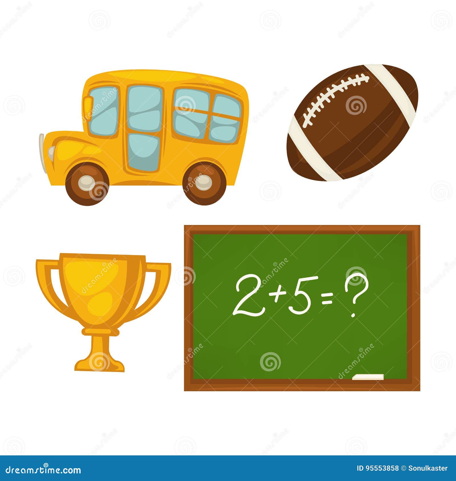 Set of school activities stock vector. Illustration of trophy - 95553858