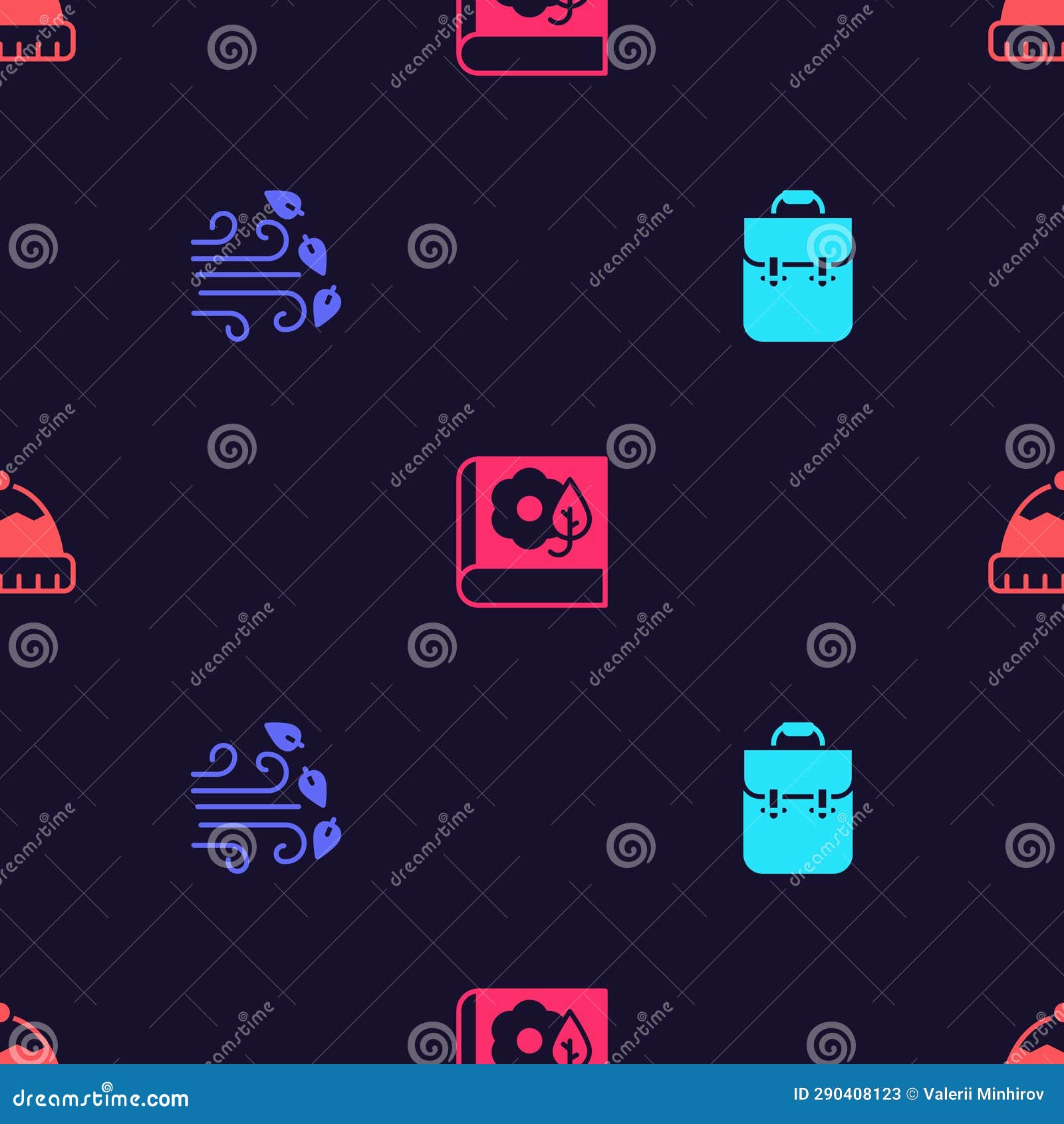 Set School Backpack, Windy Weather, Herbarium and Winter Hat on ...