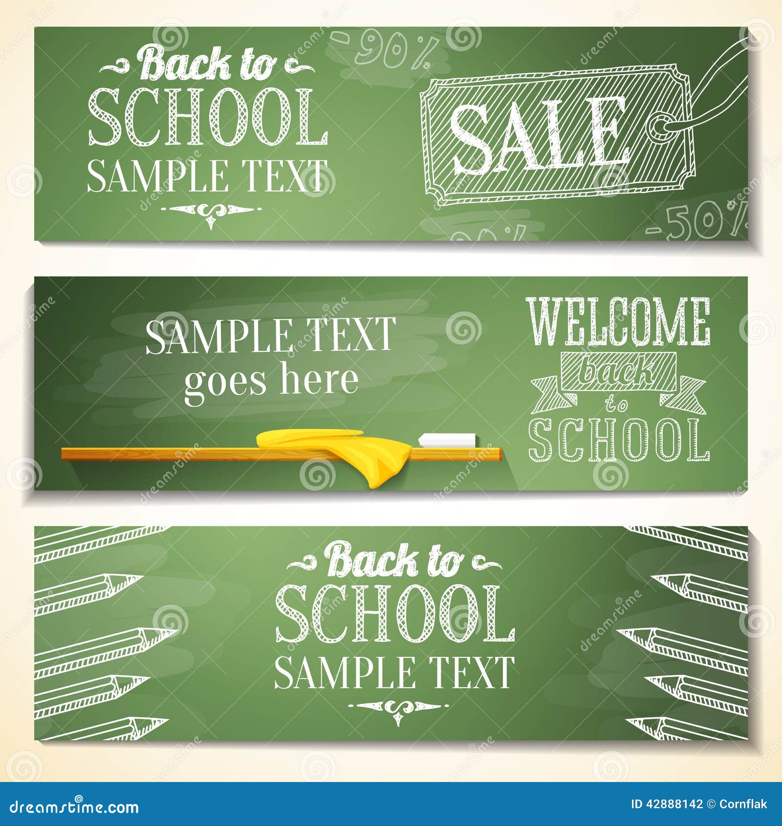 Set of School Banners with Sample Text Place for Stock Vector ...