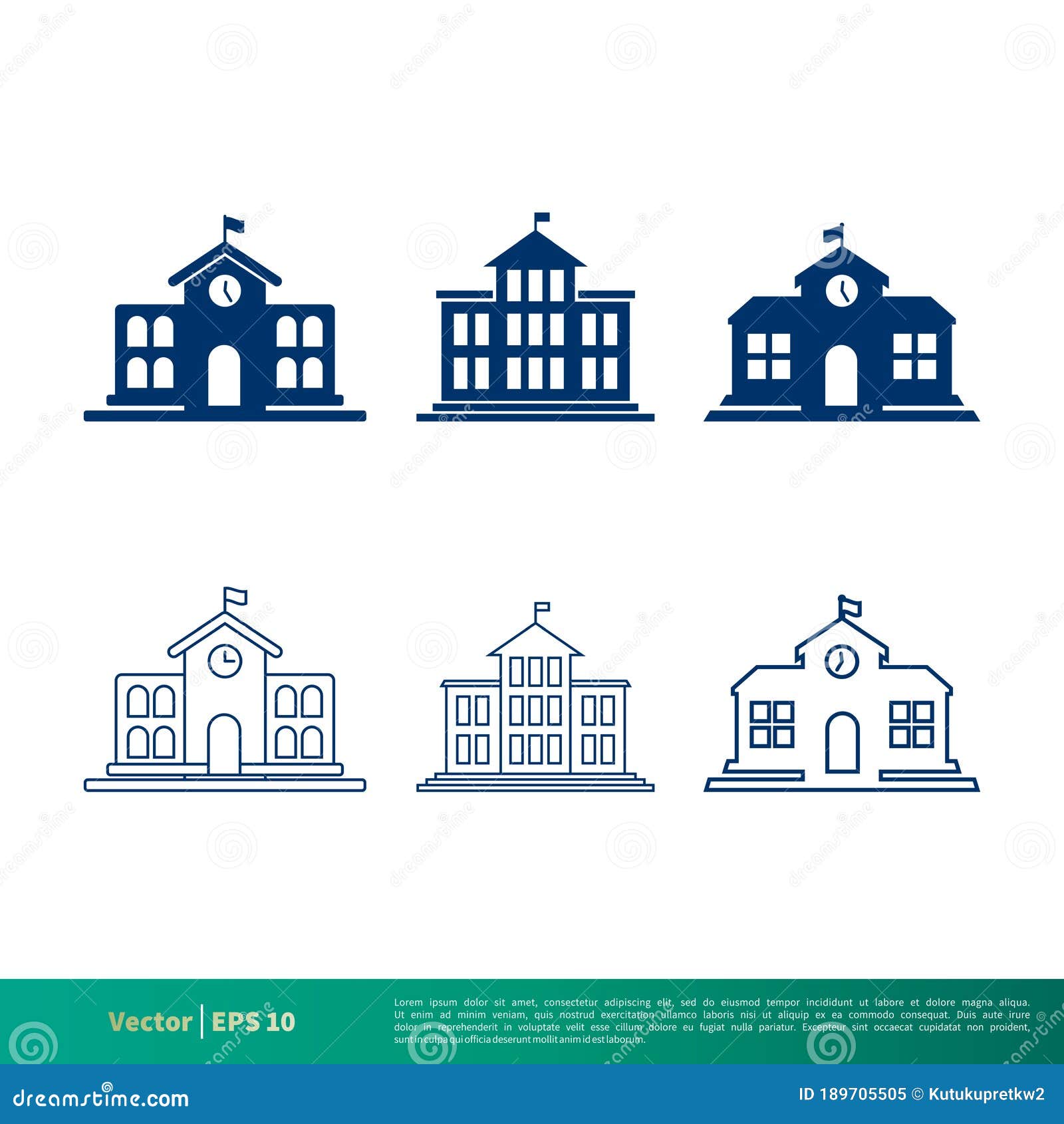 Set School Building Icon Vector Logo Template Illustration Design ...