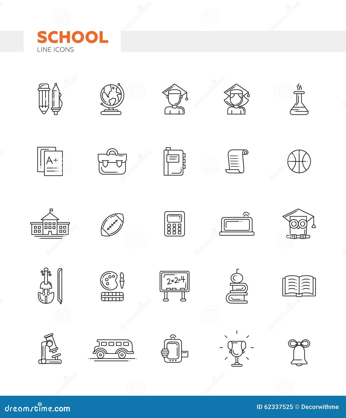 College Line Icon Set, University Symbols Collection, Vector Sketches ...