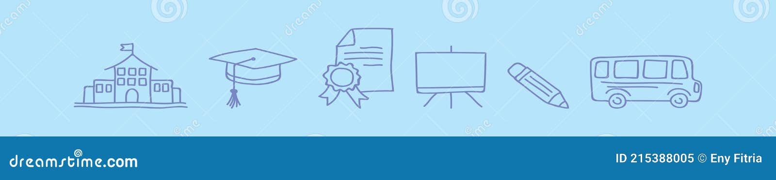 Set of School and Education Cartoon Icon Design Template with Various ...